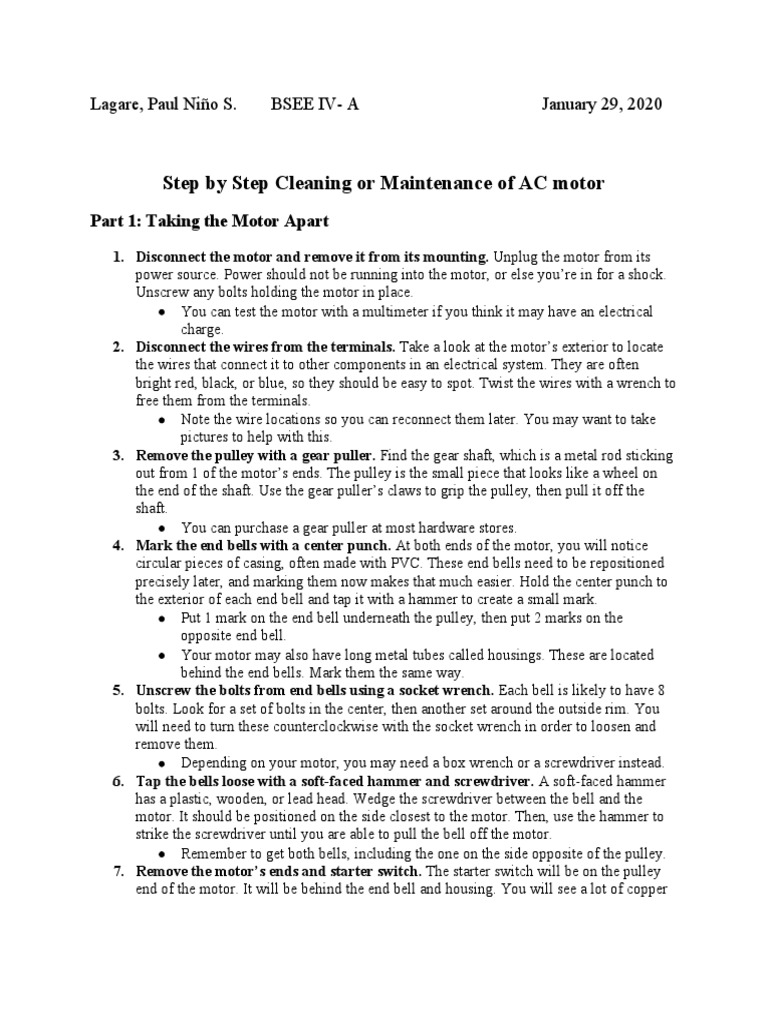 A Step-by-Step Guide to Cleaning and Maintaining an AC Motor | PDF ...