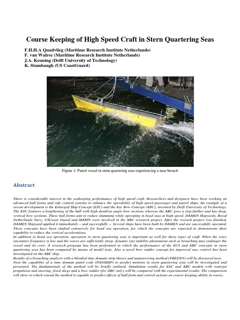 Course Keeping of High Speed Craft in Stern Quartering Seas - Quadvlieg ...