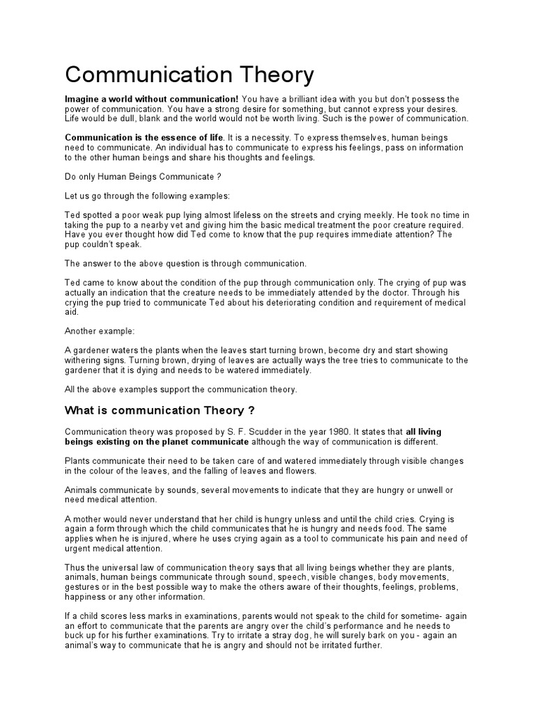 What Is Communication Theory ? | Download Free PDF | Communication ...