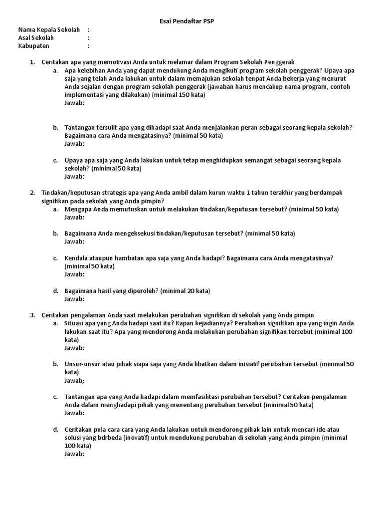 Format Esai PSP 2022 | PDF