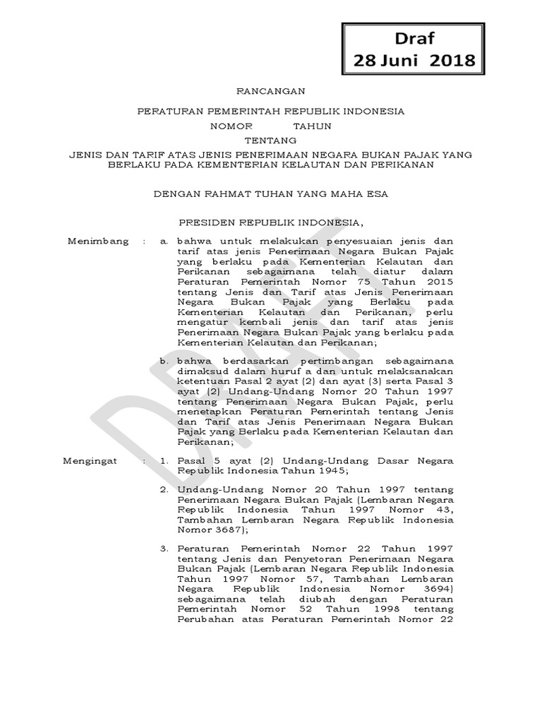 RPP TTG Jenis&Tarif PNBP KKP | PDF