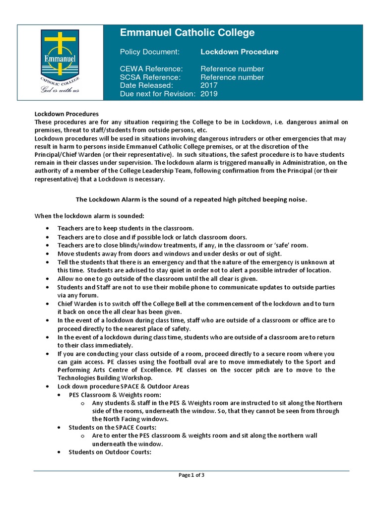 Lockdown Procedures | PDF | Classroom | Door