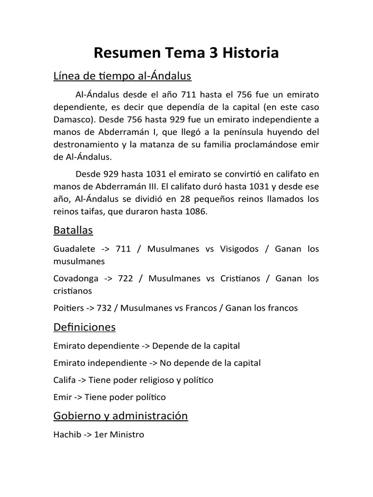 Resumen Tema 3 Historia Anaya 2º ESO Castilla-La Mancha | PDF | Al Andalus
