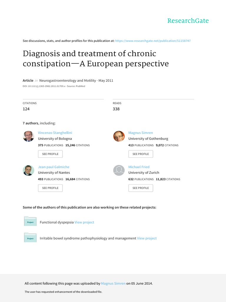 Diagnosis and Treatment of Chronic Constipation | PDF | Constipation ...