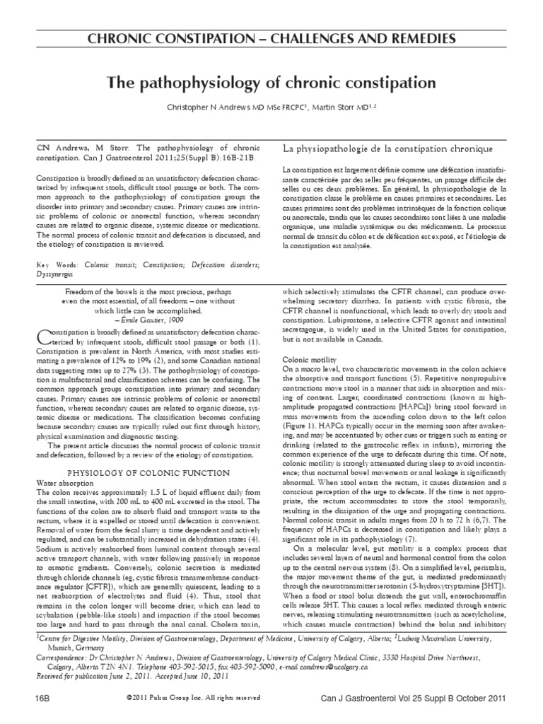 Pathophysiology of Chronic Constipation | PDF | Constipation | Rectum