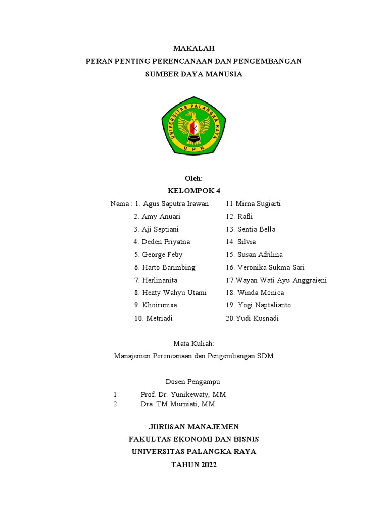 MAKALAH Kel 4 MJM Perencanaan Dan Pengembangan SDM | PDF
