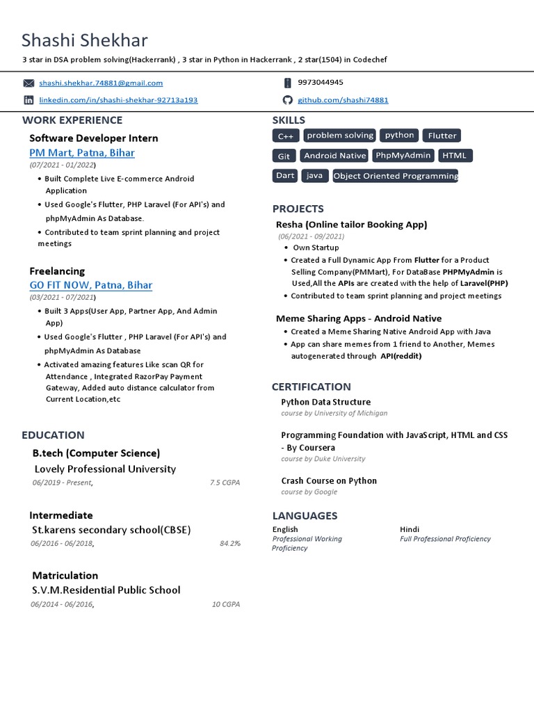 12shashi's Resume | Download Free PDF | Application Software | Android ...