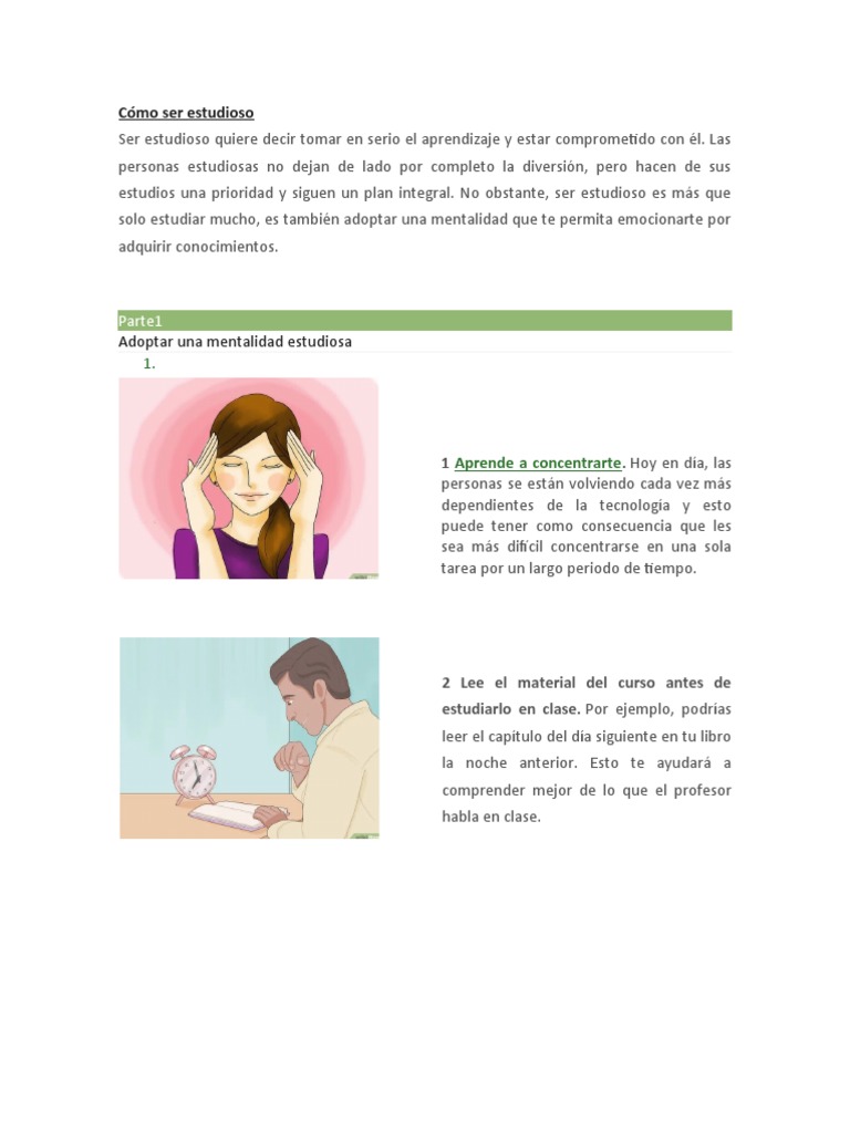 Cómo Ser Estudioso: Parte1 | PDF | Aprendizaje