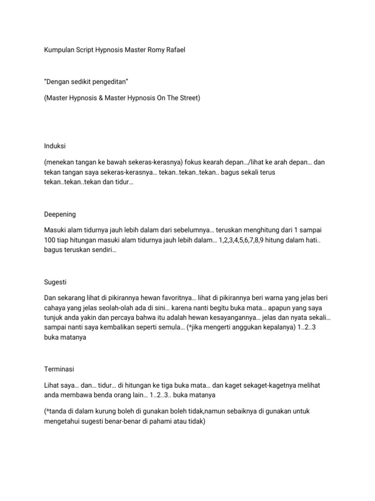 Kumpulan Script Hipnotis | PDF