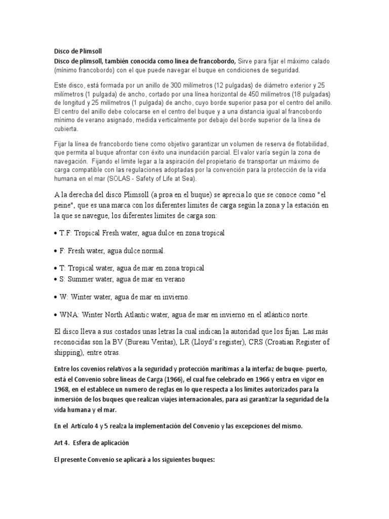 Disco de Plimsoll: Seguridad Marítima | PDF | Transporte de agua | Buques