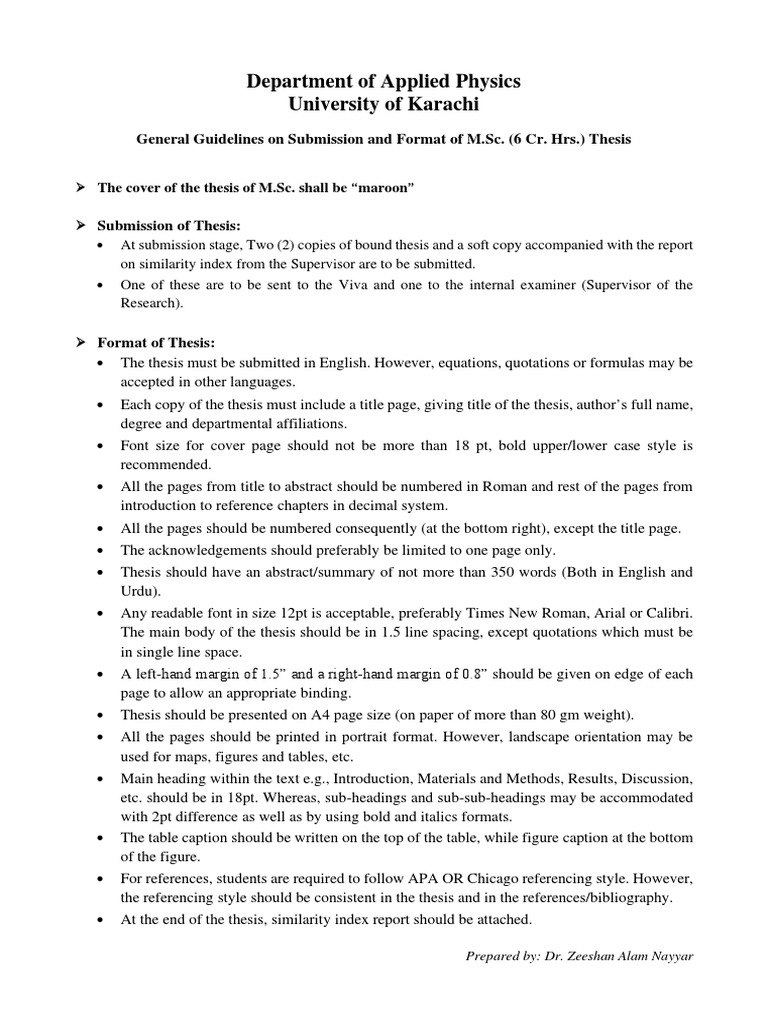 Department of Applied Physics University of Karachi | PDF | Thesis | Text