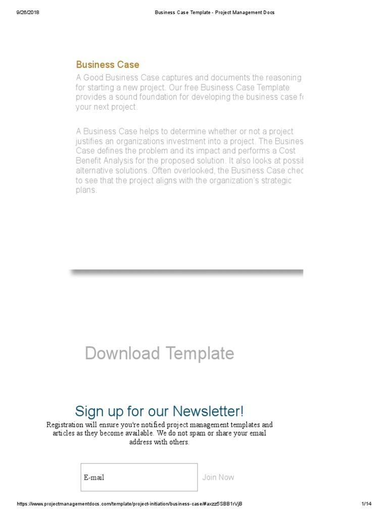 Business Case Template - Project Management Docs | PDF | Project ...