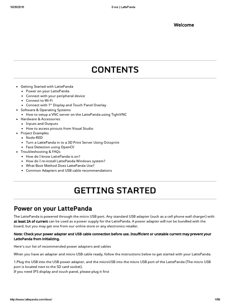 Power On Your Lattepanda: Welcome | PDF | Parameter (Computer ...