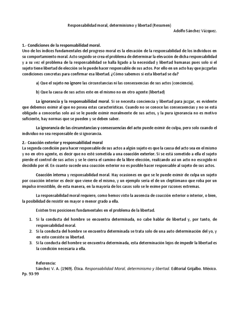 Libertad y Responsabilidad Moral. | PDF | Moralidad | Libertad