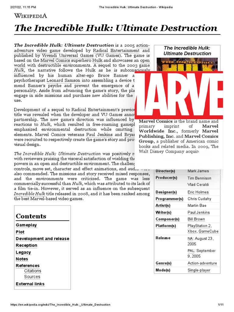 The Incredible Hulk - Ultimate Destruction | PDF