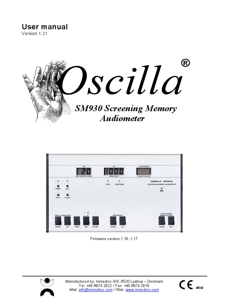 Oscilla SM930 Audiometer User Manual | PDF | Printer (Computing) | Electromagnetic Compatibility