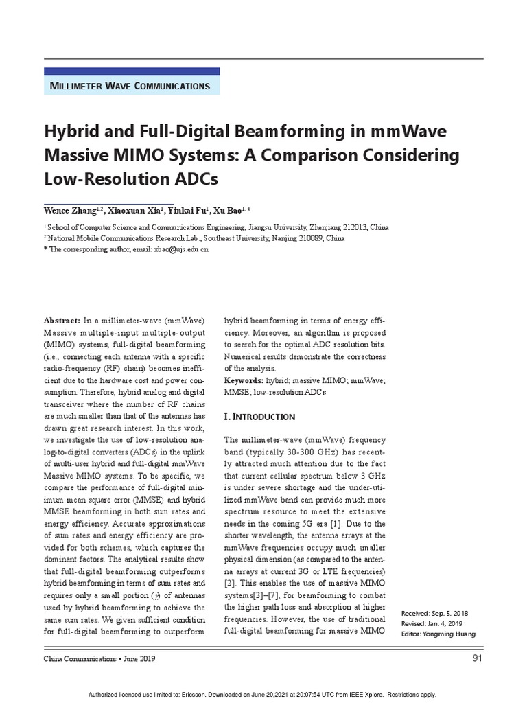 Digital - VS - Hybrid Beamforming | PDF | Mimo | Analog To Digital Converter