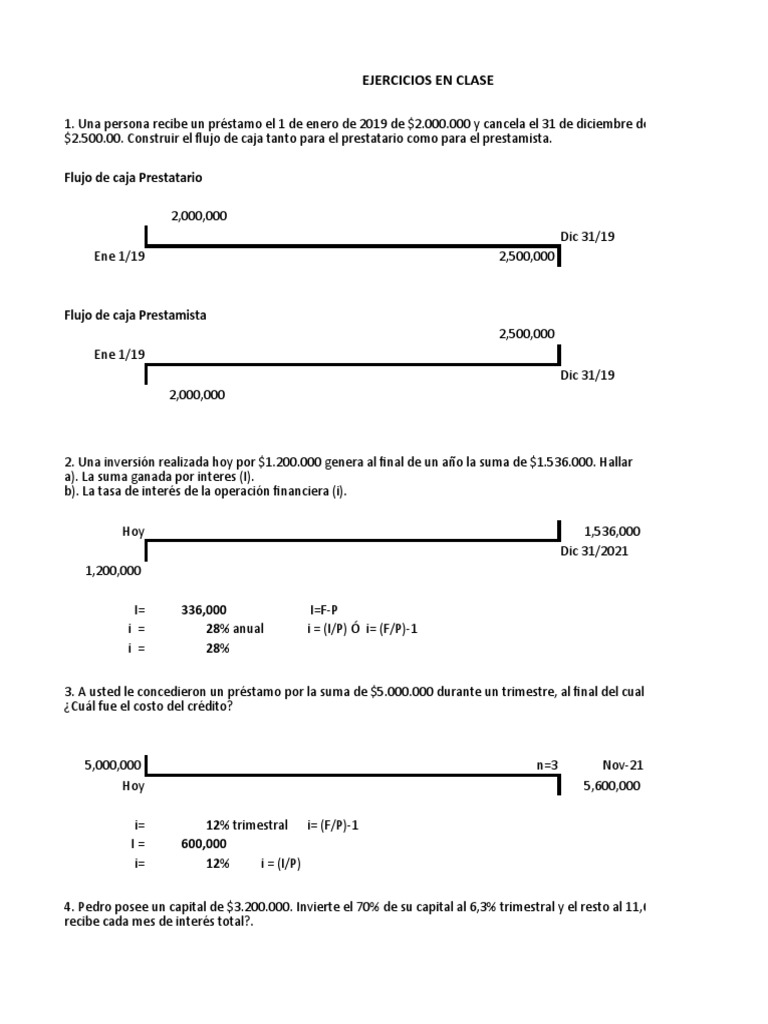 Ejercicios en Clase Int. Simple | Descargar gratis PDF | Finanzas y administración del dinero ...