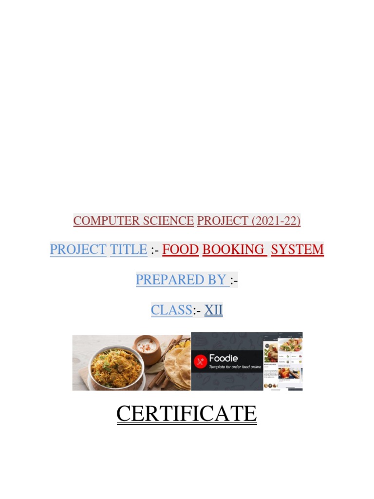 Food Booking System Project | PDF | Databases | Computing