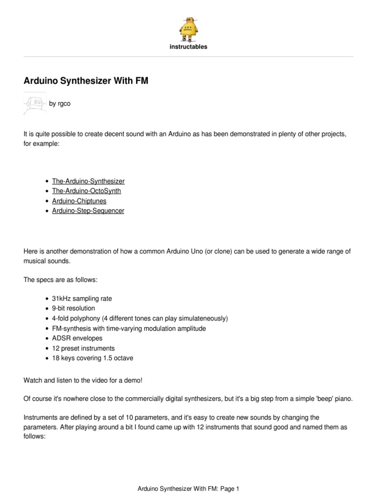 Arduino Synthesizer With Fm Pdf Frequency Modulation Amplitude 