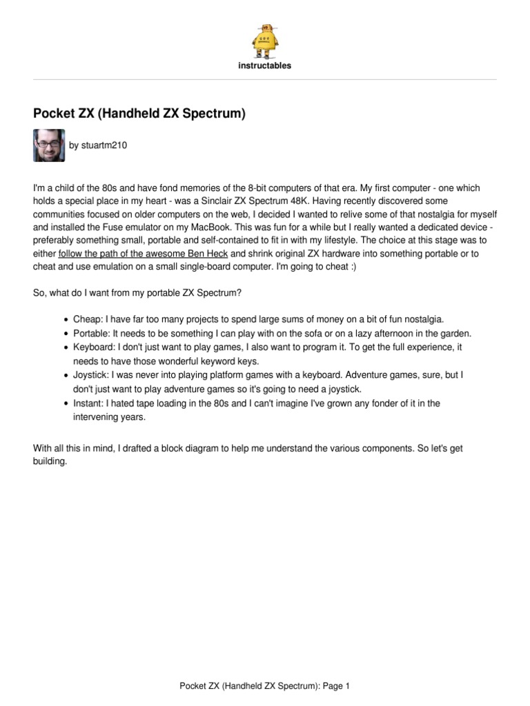 Pocket ZX Handheld ZX Spectrum | PDF | Computer Keyboard | Usb