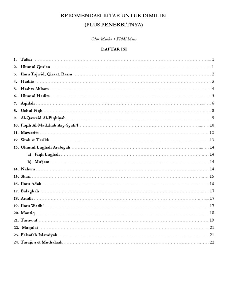Rekomendasi Kitab Yang Perlu Dimiliki | PDF