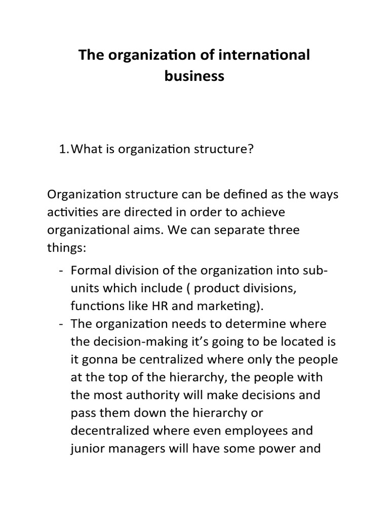 The Organization of International Business | PDF | Organizational ...
