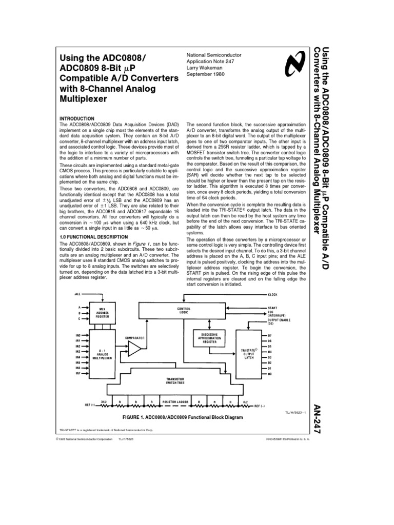 Using The ADC0808/ ADC0809 8-Bit MP Compatible A/D Converters With 8-Channel Analog Multiplexer ...