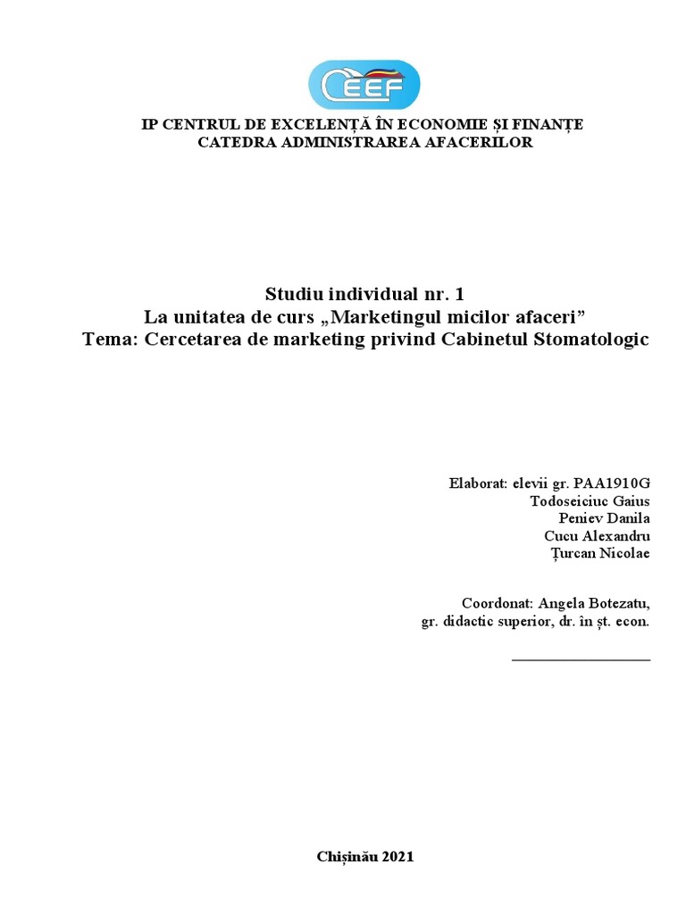 Studiu Individual Marketing | PDF