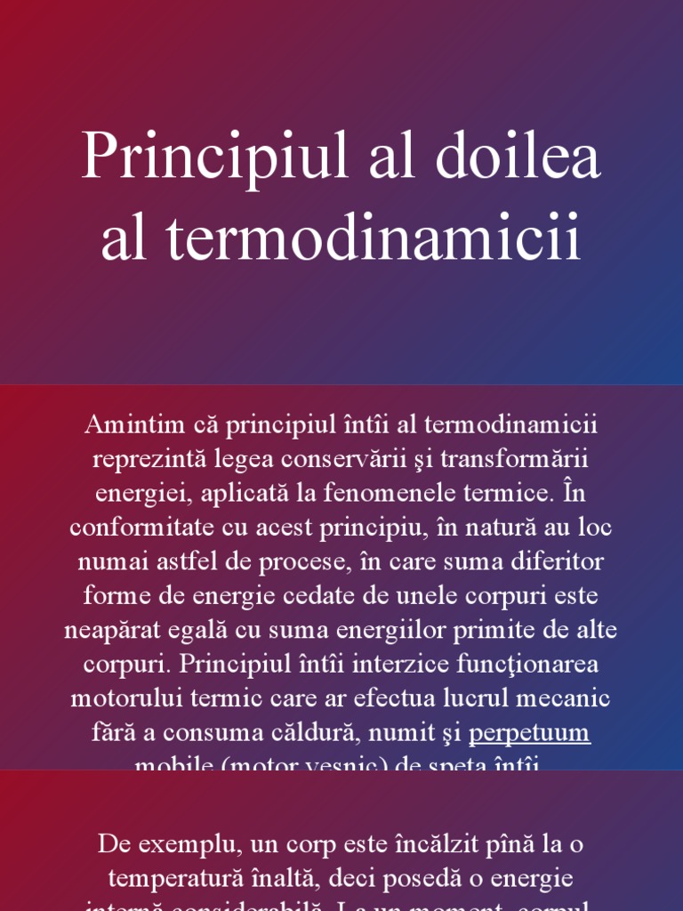 Principiul Al 2 - A Al Termodinamicii | PDF