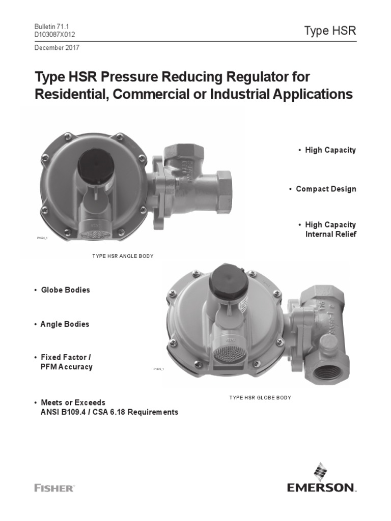 Type HSR Pressure Reducing Regulator For Residential, Commercial or ...