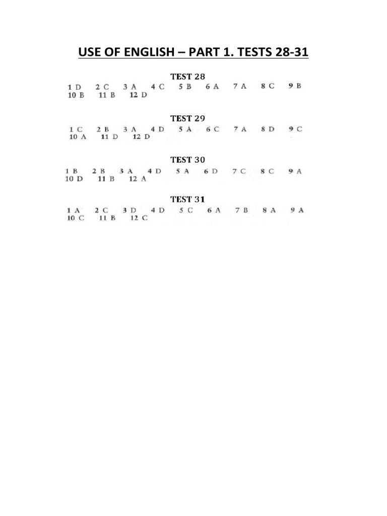 Test Cambridge Respuestas 1 | PDF