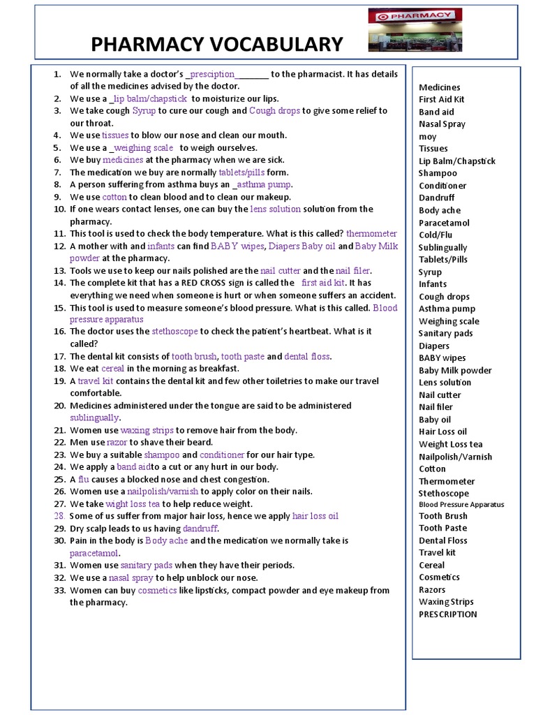 Pharmacy Vocabulary: Blood Pressure Apparatus | PDF | Tablet (Pharmacy ...