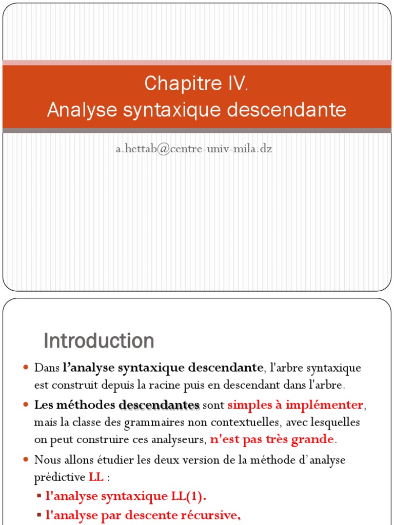 CH04 Analyse Descendante | PDF | Syntaxe | Métalogique