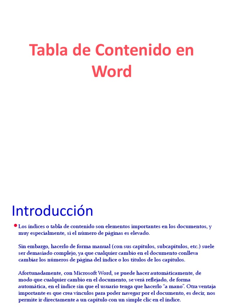 Tablas de Contenido en Word | PDF