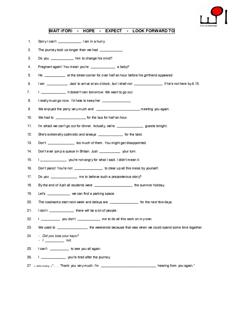 Wait, Hope, Expect, Look Forward To | PDF