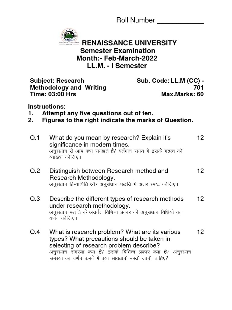 LL.M (CC) - 701 - Research Methodology and Writing | PDF ...