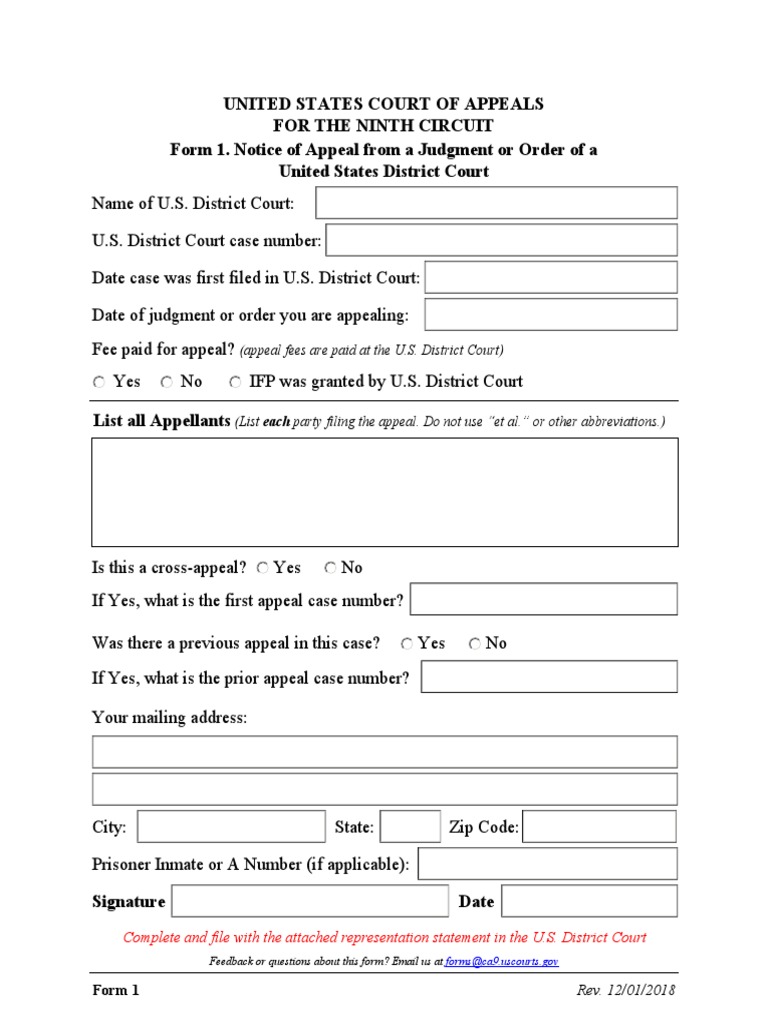 Ninth Circuit Appeal Forms Guide | PDF | Appeal | United States Courts ...