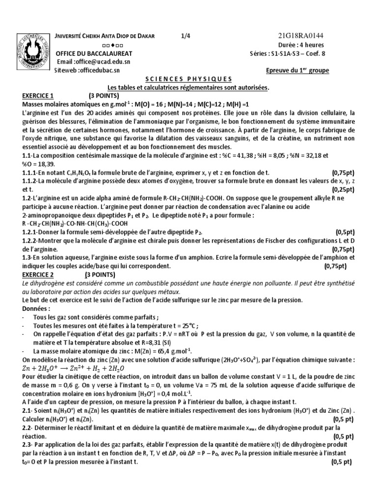 Sujet S1S3 2021 Rempl | PDF | Poids | Quantité