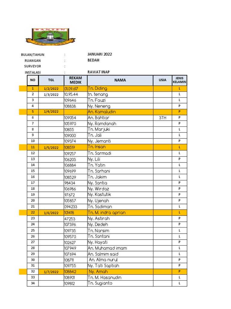 Nama Rekam Medik: NO TGL Usia | PDF | Medical Specialties | Anatomy