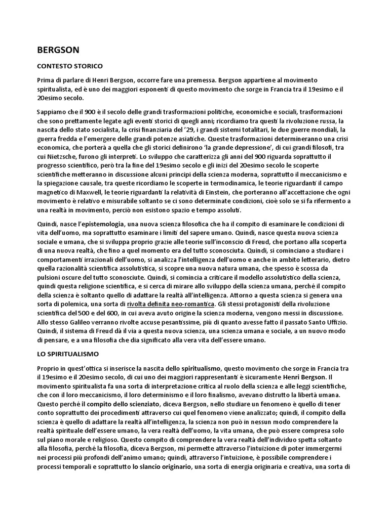 Bergson, Esitenzialismo, Heidegger, Jean-Paul Sartre, Hannah Arendt | PDF