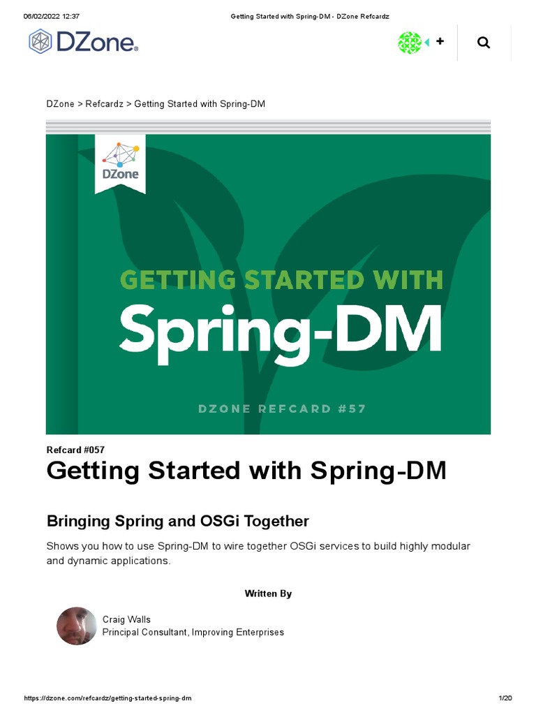 Getting Started With Spring Dm Dzone Refcardz Pdf Computer File Class Computer Programming 0164