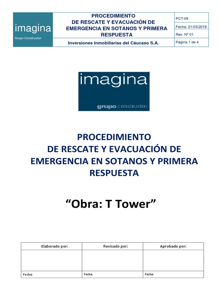 Procedimiento de Rescate y Evacuación de Emergencia y Primera Respuesta ...