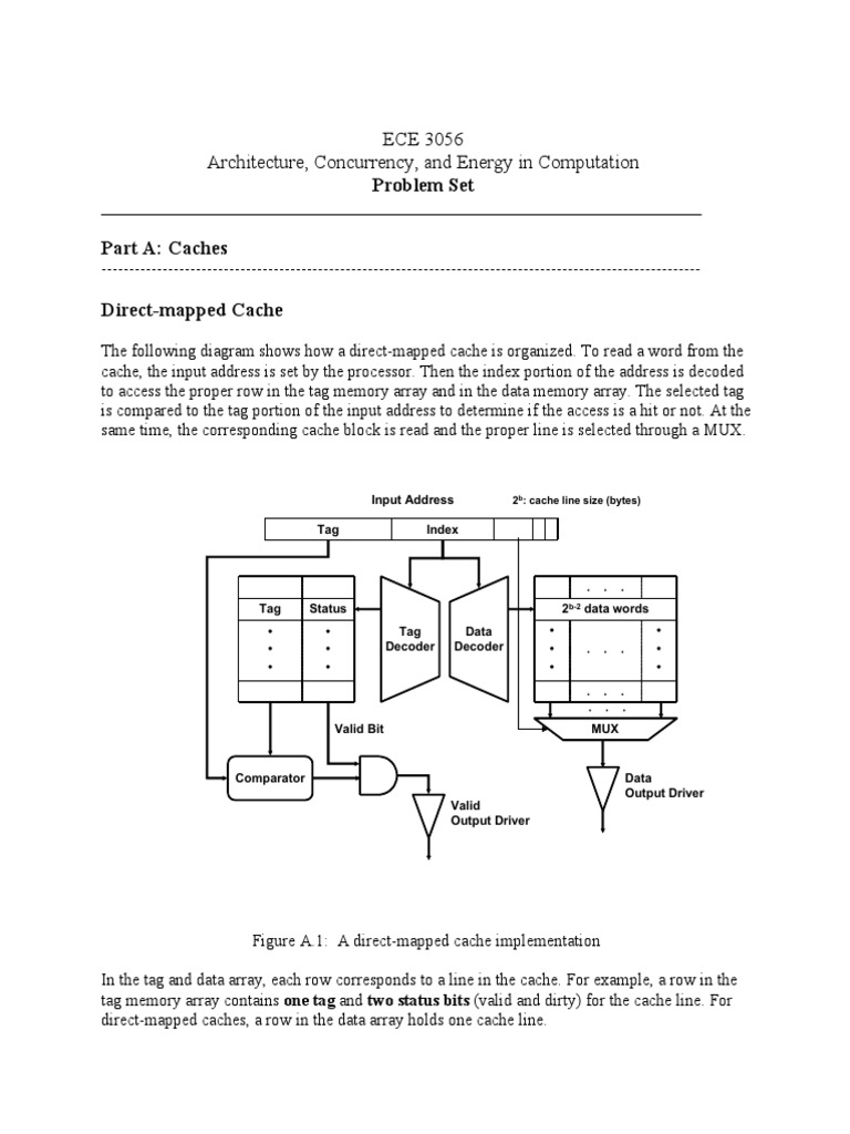 Problem Set Part A: Caches Direct-Mapped Cache: ECE 3056 Architecture, Concurrency, and Energy ...