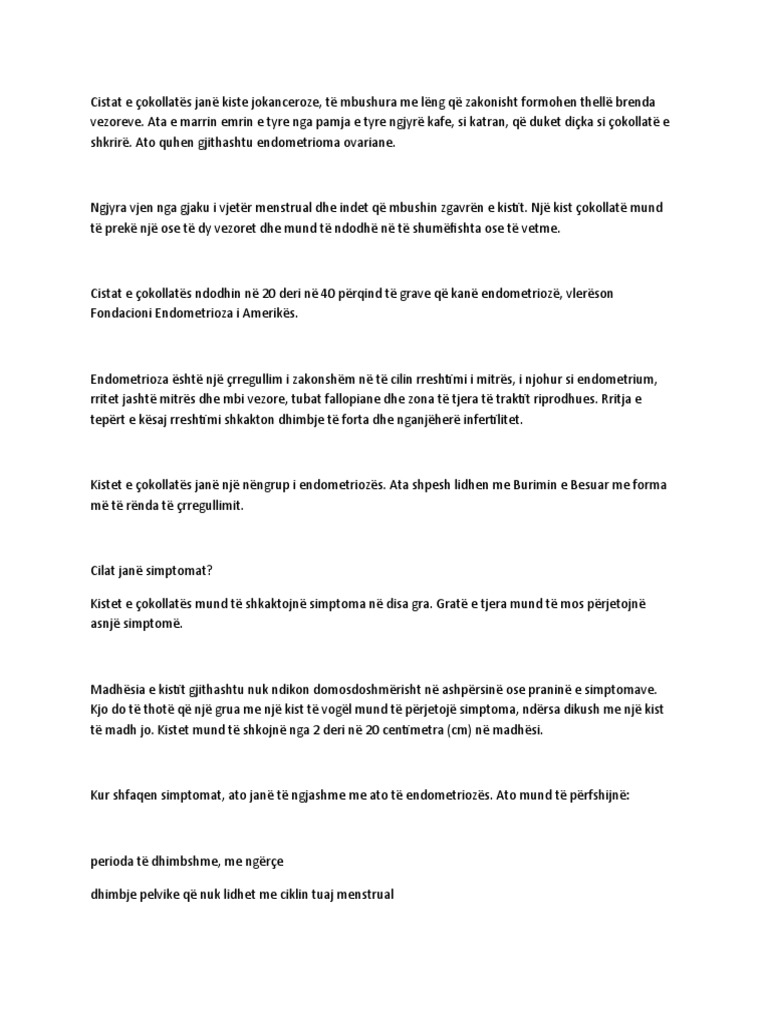 Cistat e Çokollatës Janë Kiste Jokanceroze | PDF