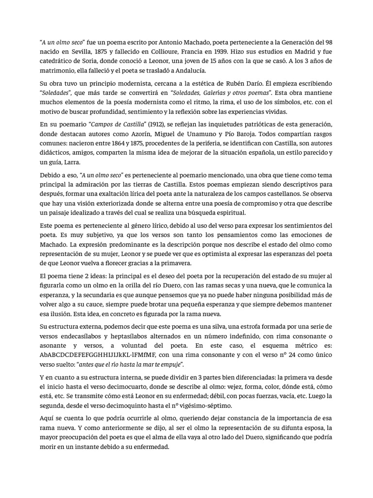 A Un Olmo Seco, de Antonio Machado | PDF | Poesía