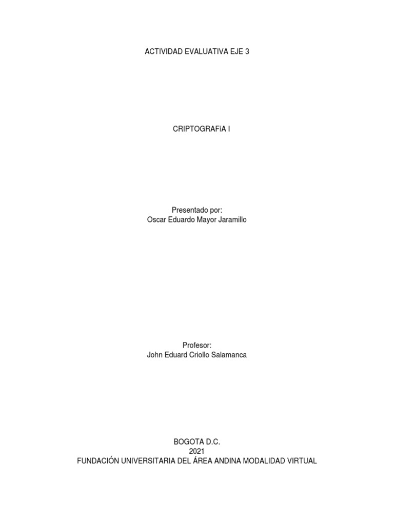 Criptografía 1-Eje-3 | PDF