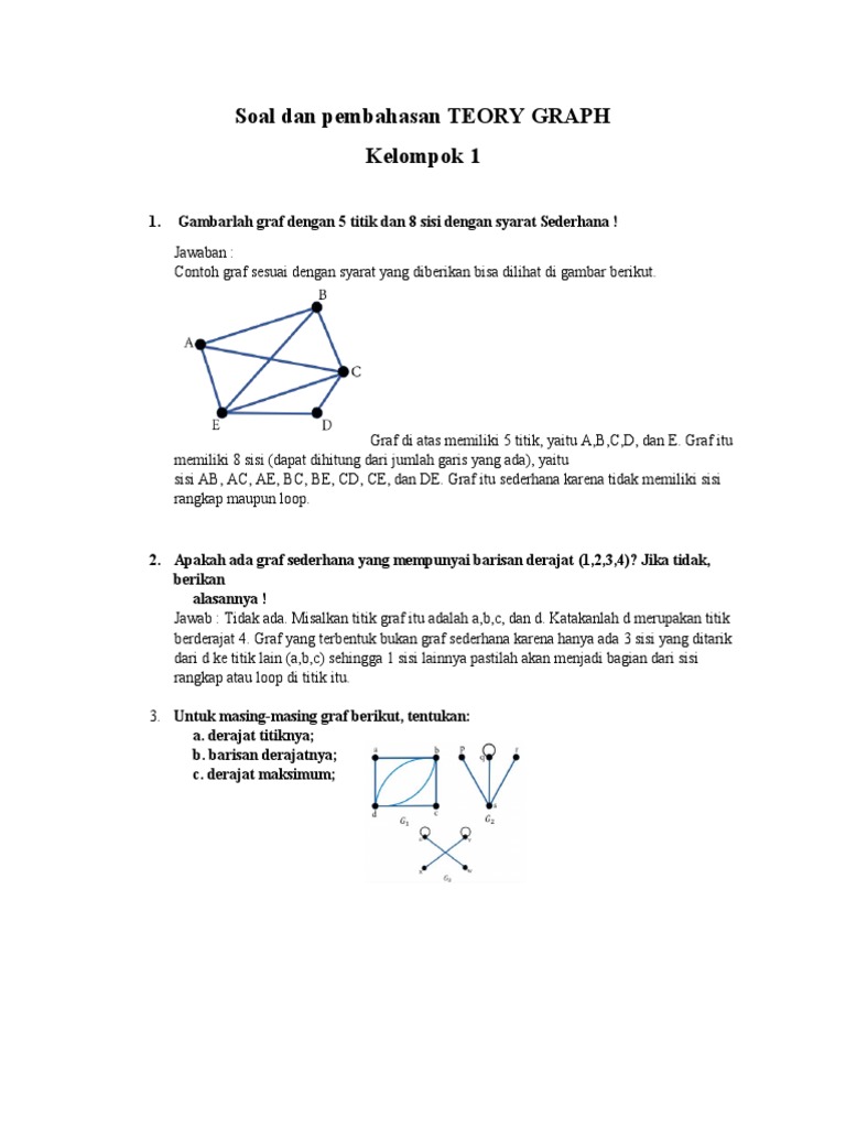 Contoh Soal Teori Grafik dan Jawabannya | PDF | Metode & Bahan Ajar ...