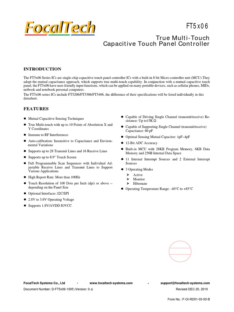 True Multi-Touch Capacitive Touch Panel Controller | PDF | Microcontroller | Touchscreen