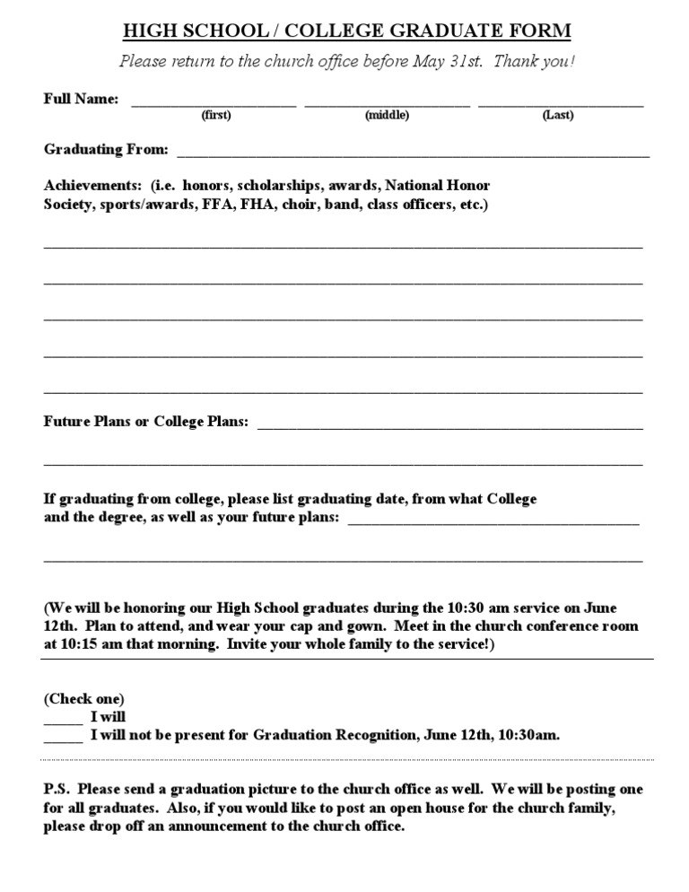 High School/College Graduate Form | PDF